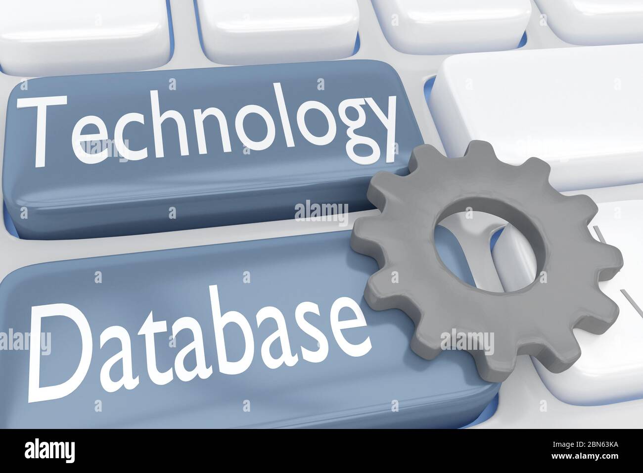 3D illustration of computer keyboard with the script Technology ...