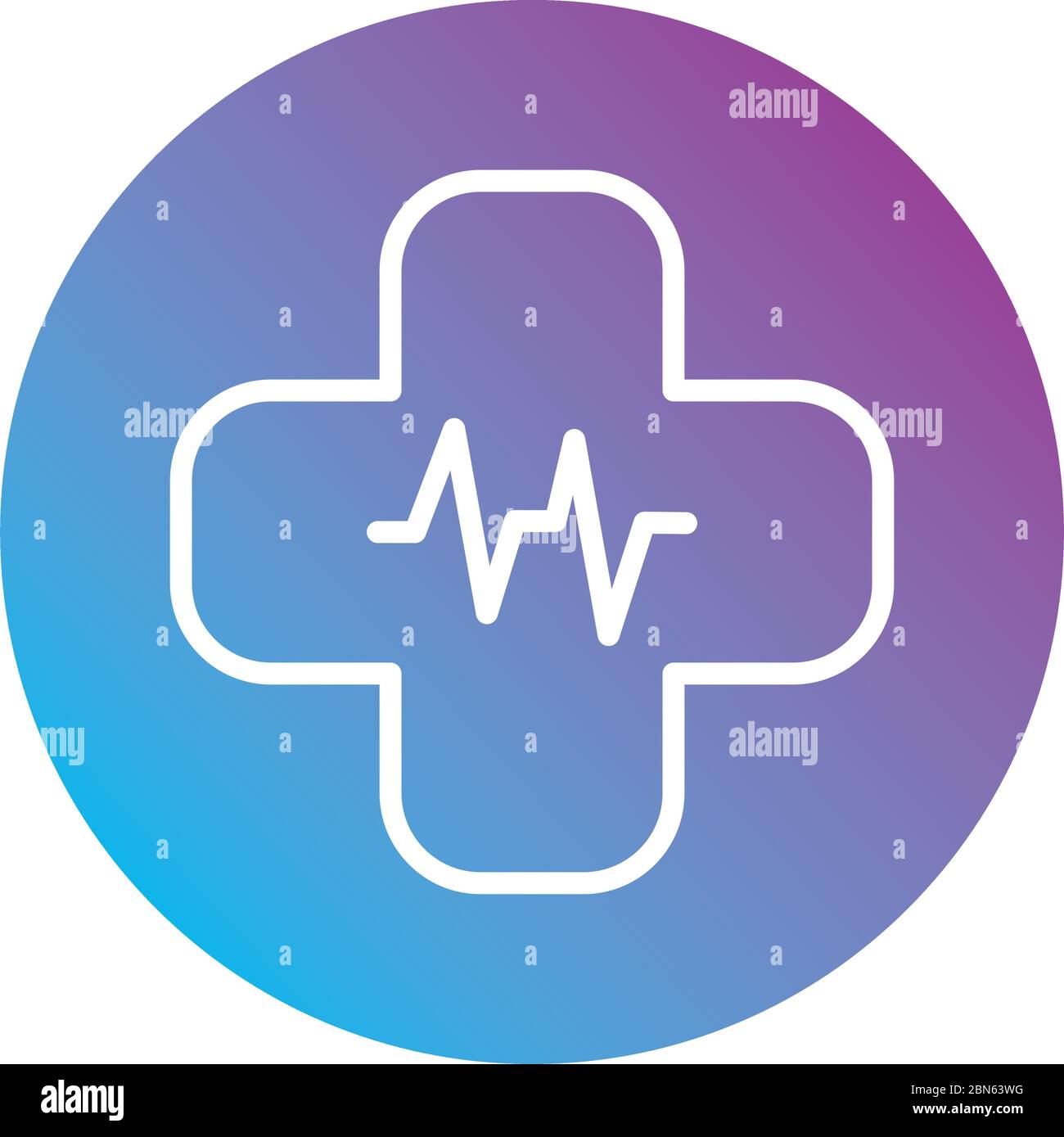 medical cross symbol with cardio pulse gradient silhouette style Stock ...