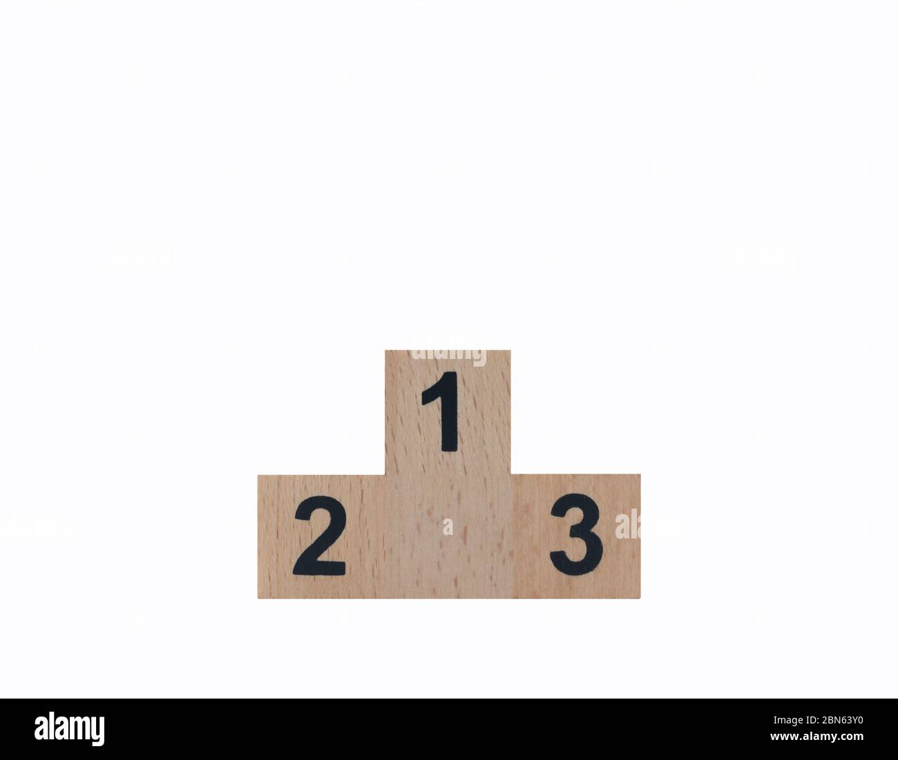 Wooden winner podium with number 1,2,3 in black isolated on white ...