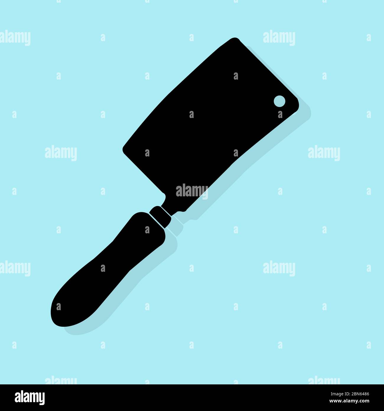 black butcher knife on blue background Stock Photo - Alamy