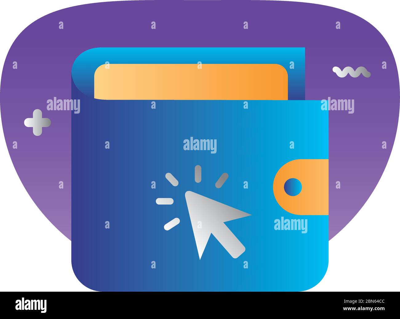 wallet money handle with mouse cursor degraded style Stock Vector Image ...