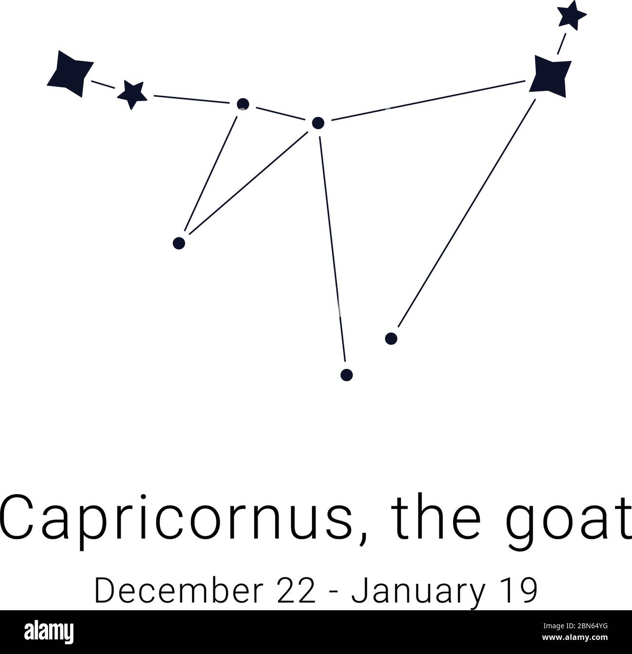 Capricornus, the goat. Constellation and the date of birth range Stock ...