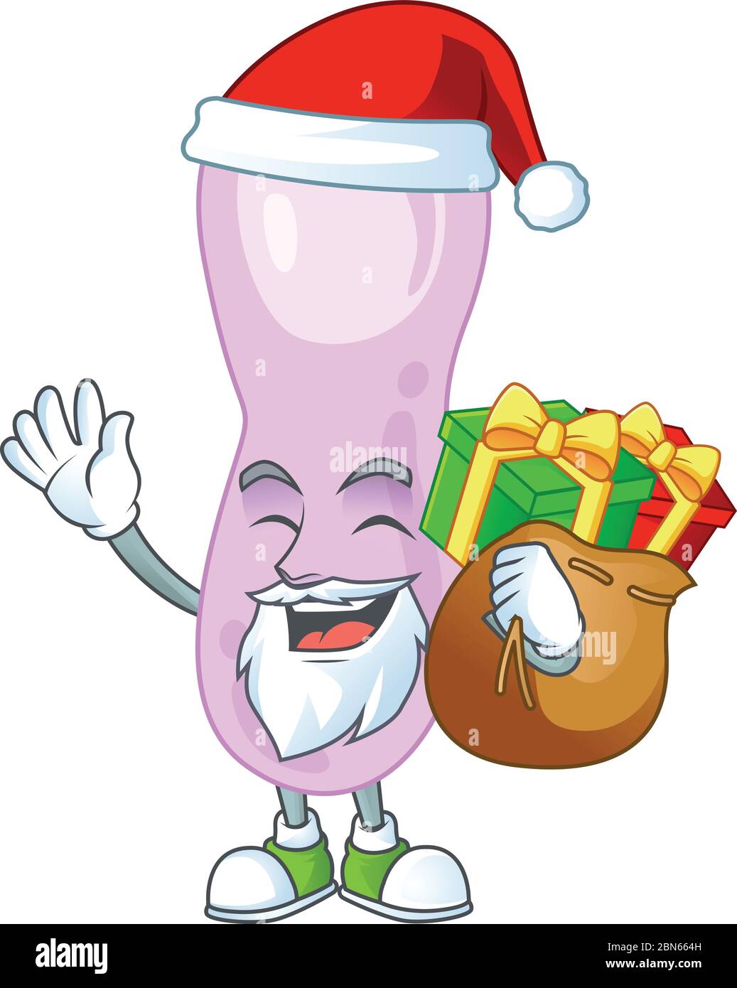 Santa clostridium botulinum Cartoon drawing design with sacks of gifts ...