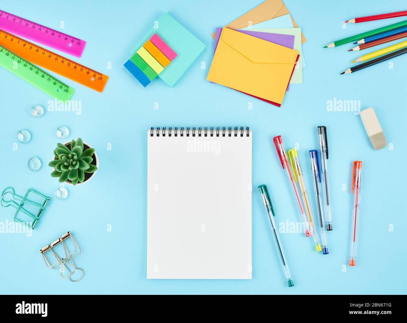 Top view bright stationery hi-res stock photography and images - Alamy