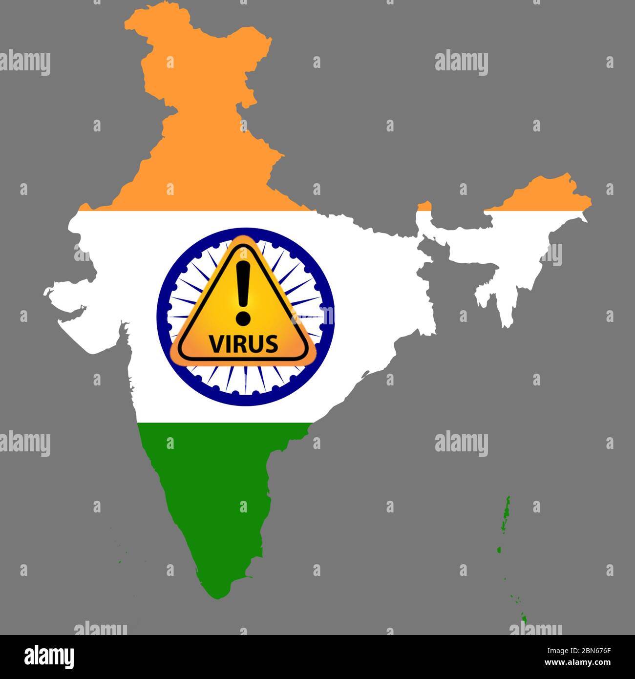 Indian Map warning for COVID-2019. SARS-nCOV-19. Virus outbreak ...