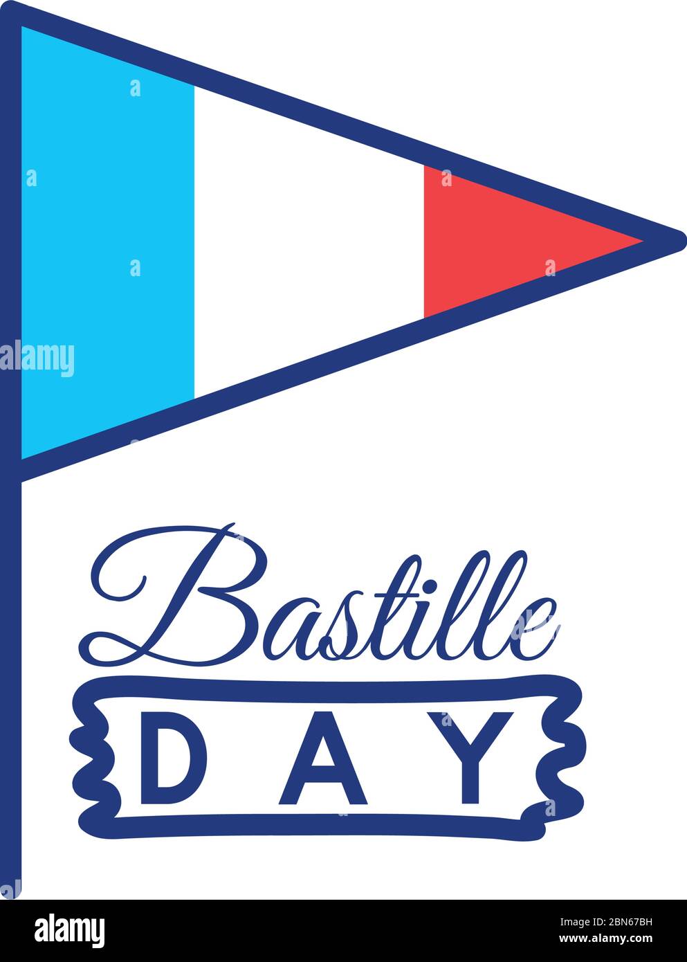 france flag and bastille day lettering line style Stock Vector Image ...