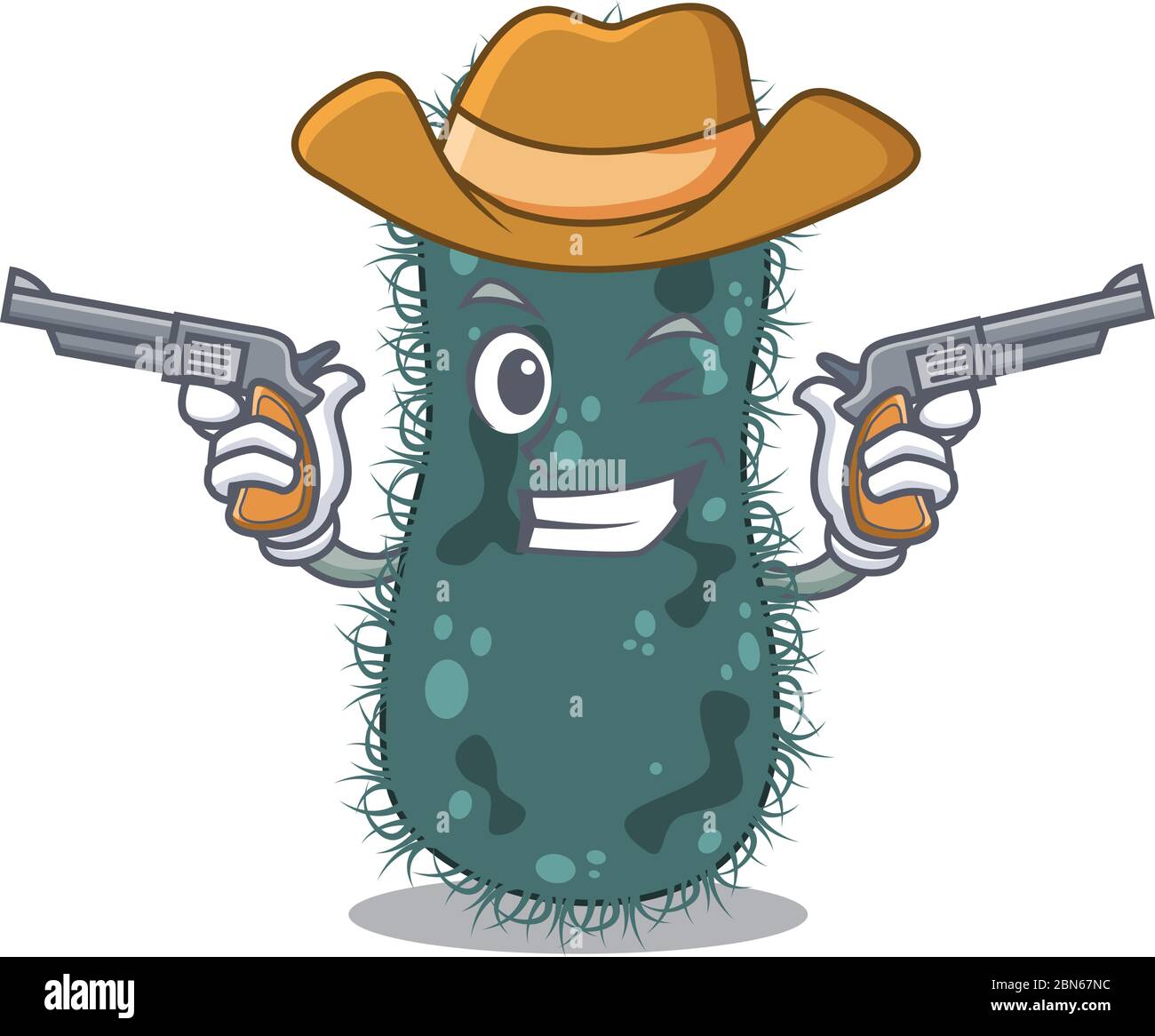 Cartoon character cowboy of thermotogae with guns Stock Vector Image ...