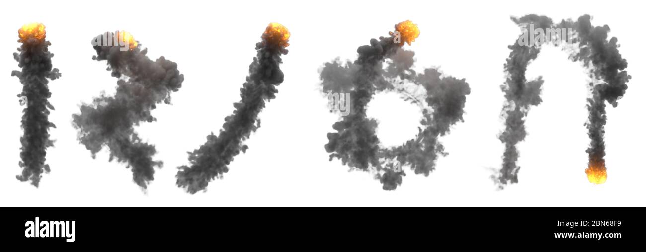 collection of smoke produced by a rocket in different shapes isolated ...