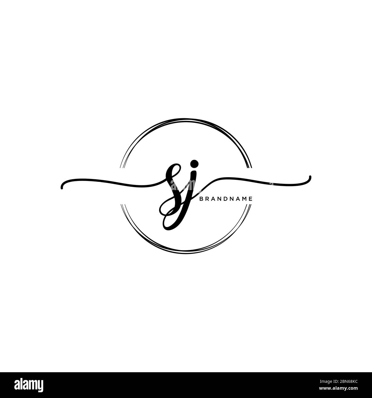 Initial SJ handwriting logo with circle template vector Stock Vector ...