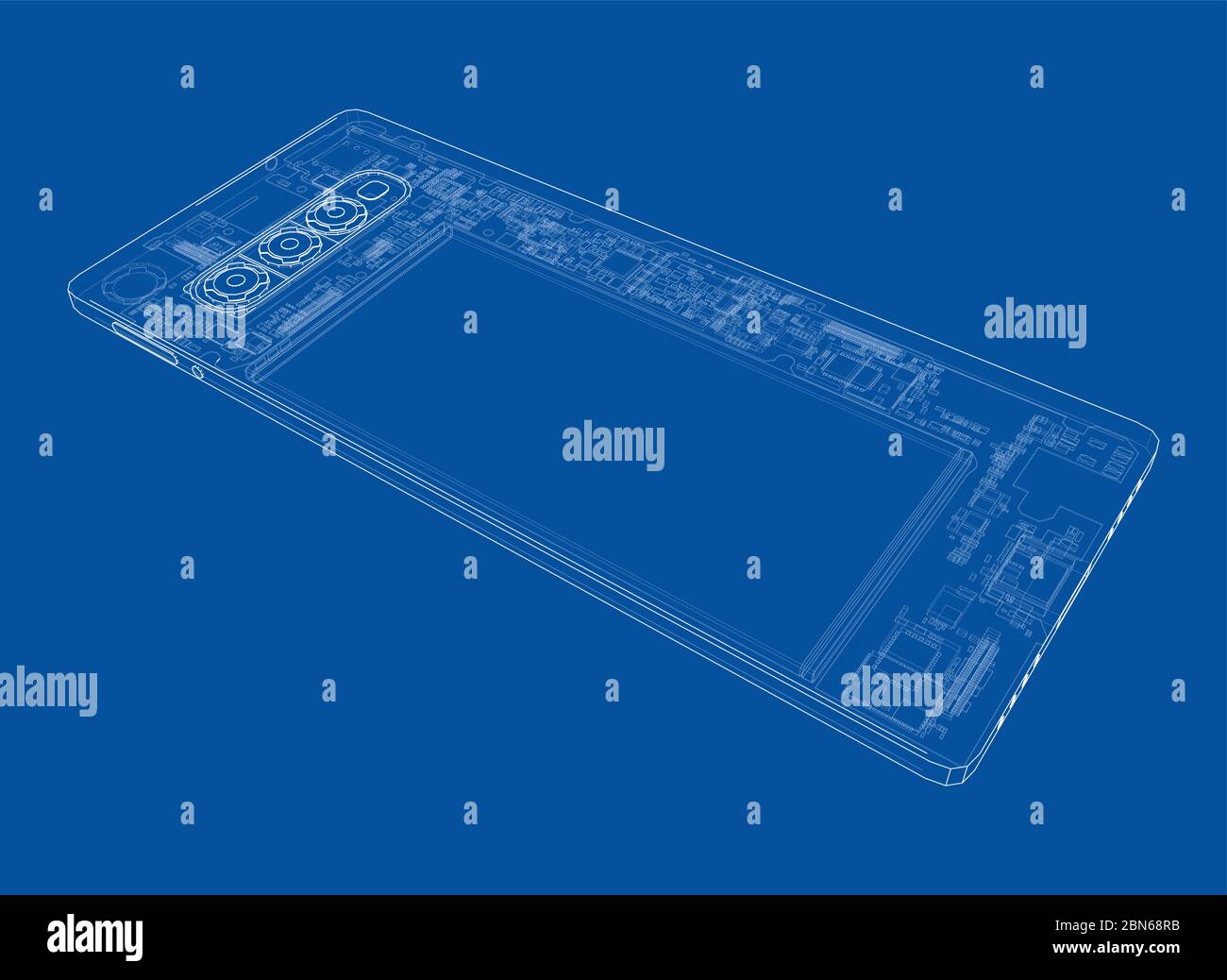 Smartphone concept outline. Vector rendering of 3d. Wire-frame style ...