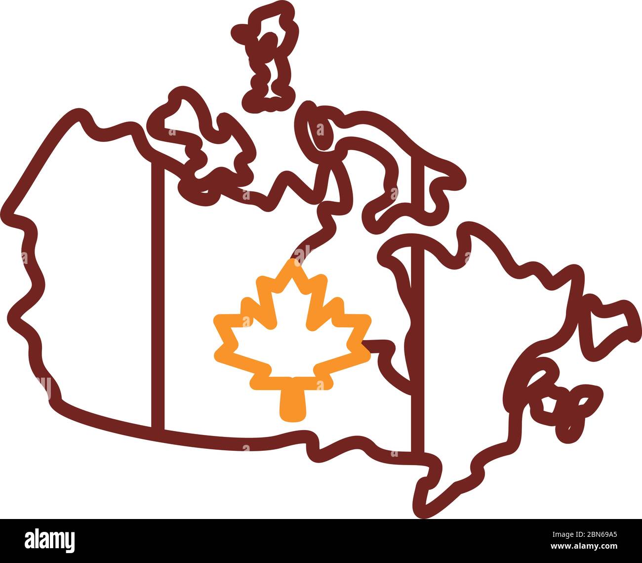 map with canada flag line style Stock Vector Image & Art - Alamy