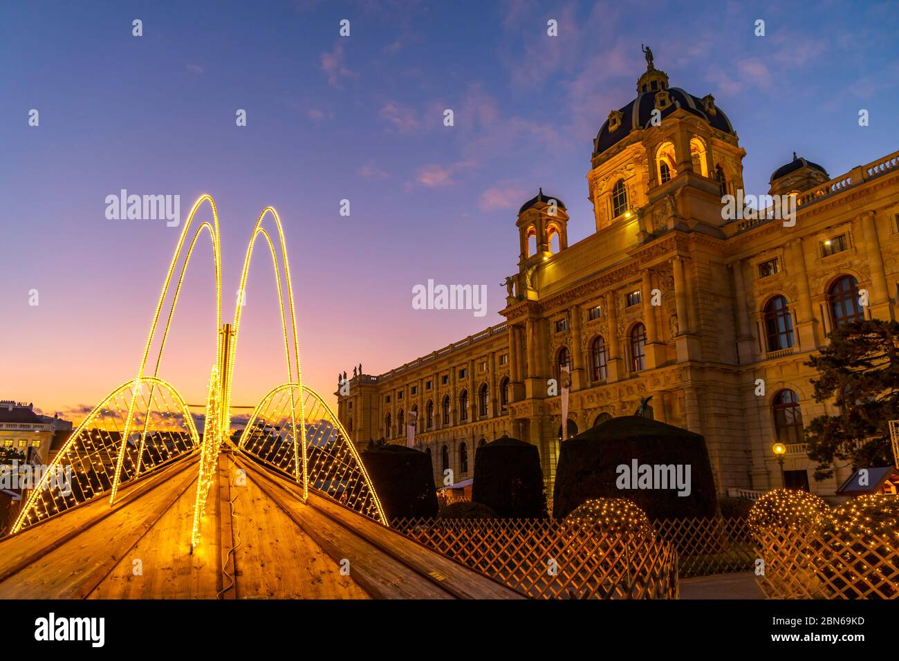 Christmas decoration on Maria Theresa Square in Vienna, Austria Stock ...