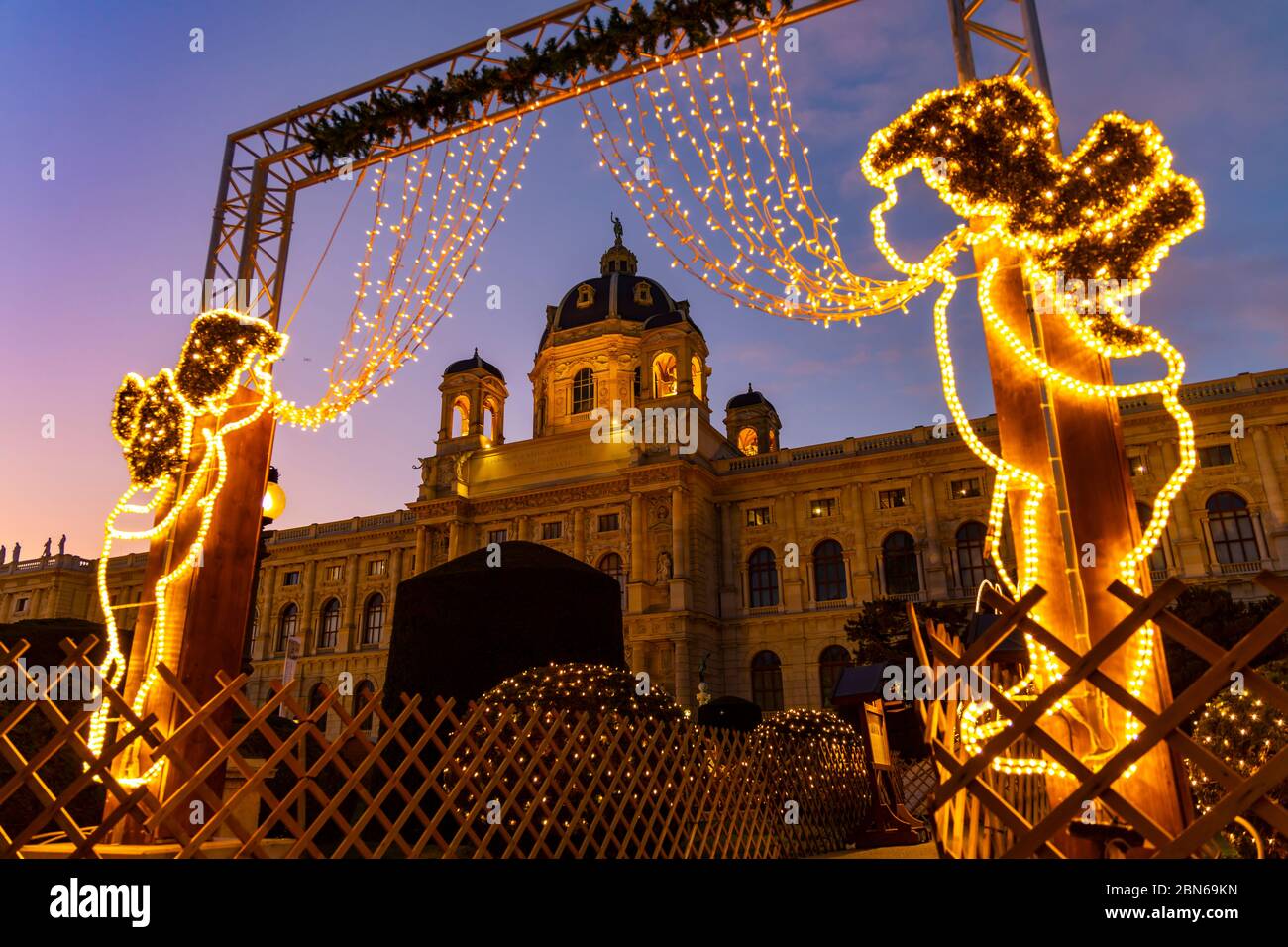 Christmas decoration on Maria Theresa Square in Vienna, Austria Stock ...