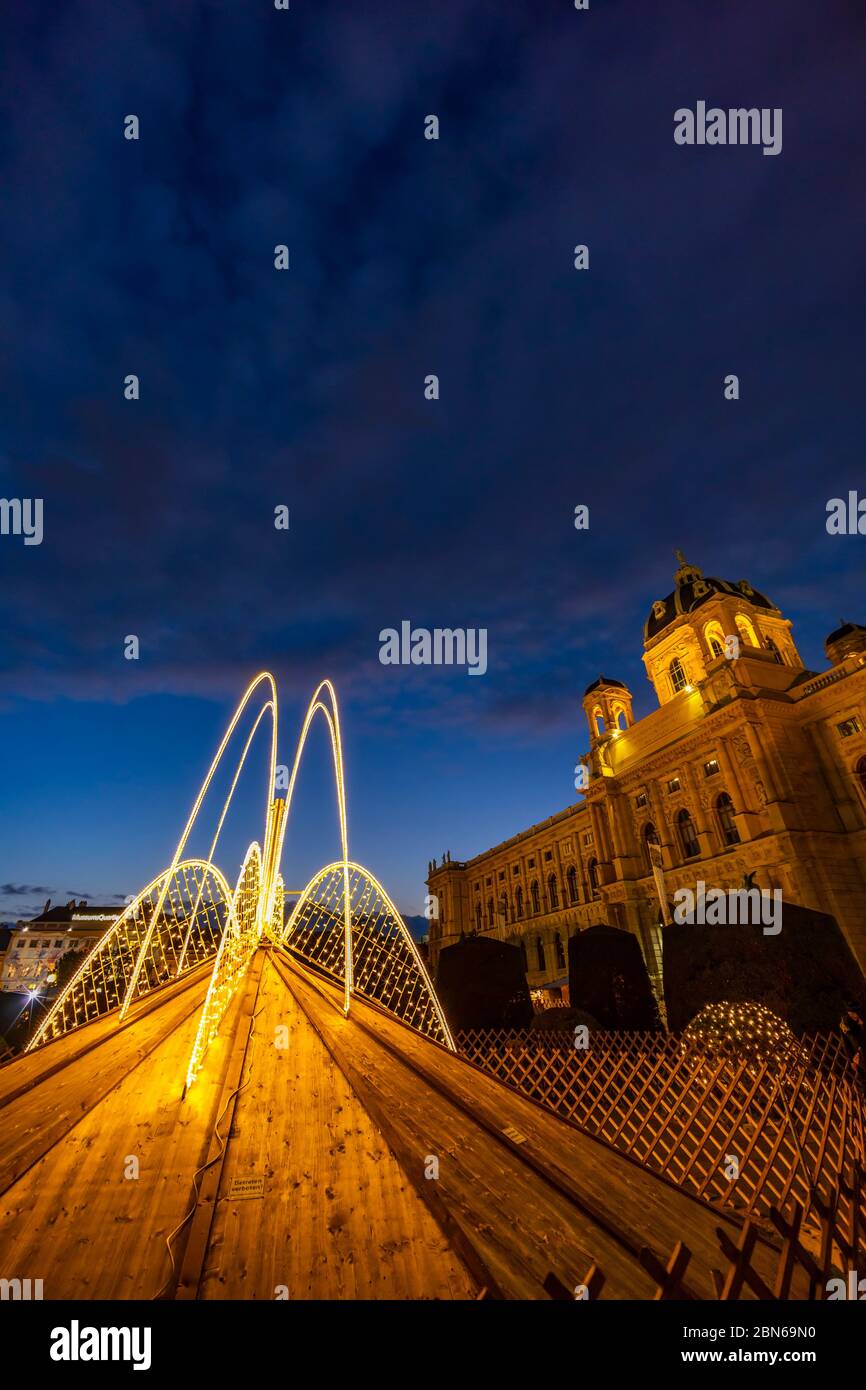 Christmas decoration on Maria Theresa Square in Vienna, Austria Stock ...