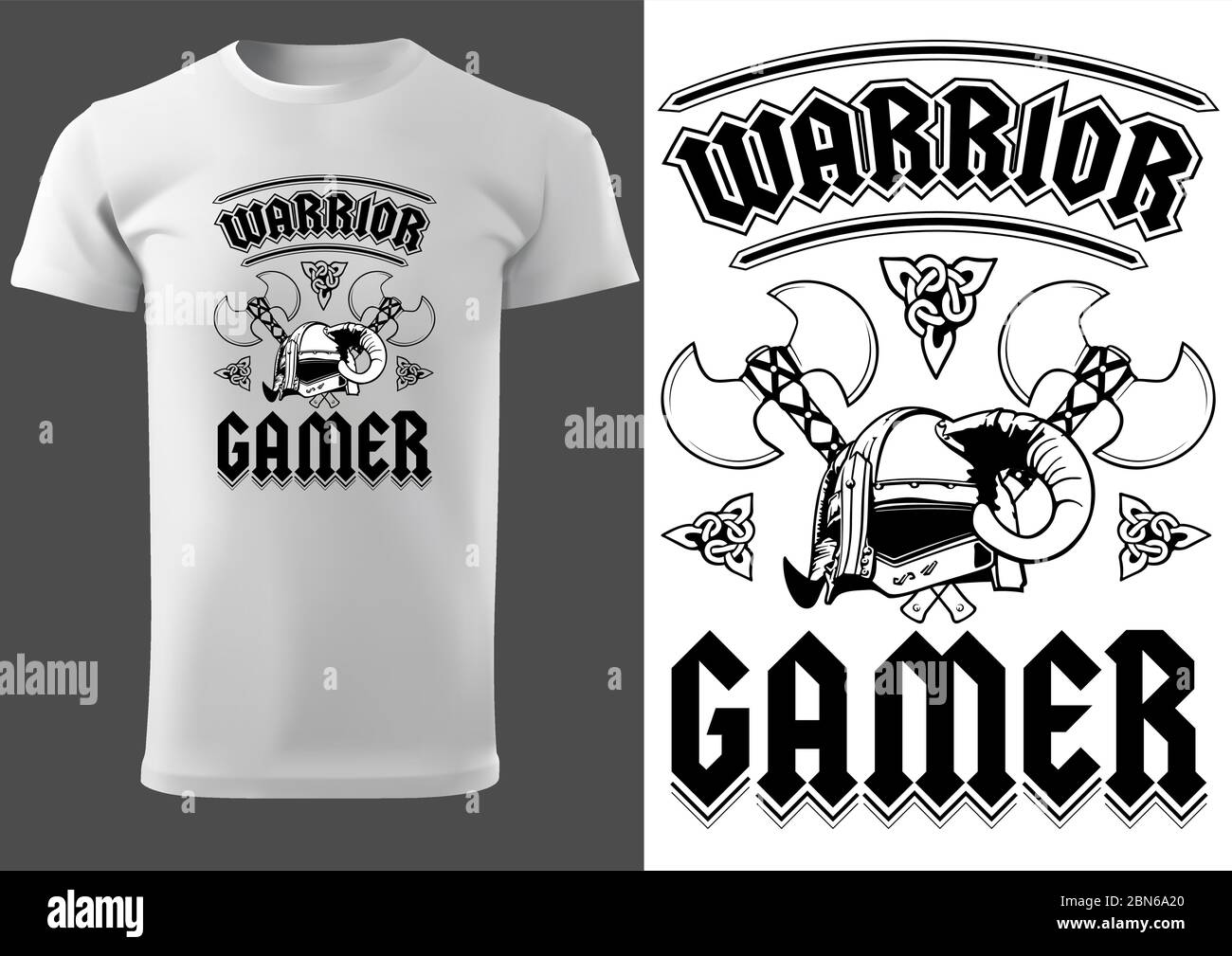 White T-shirt Warrior Gamer Stock Vector Image & Art - Alamy