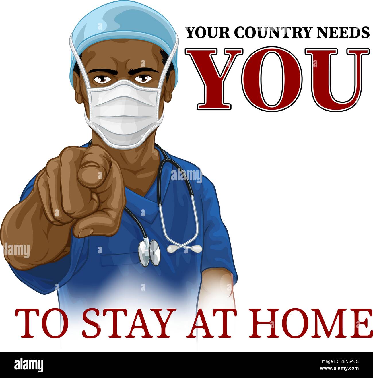 Doctor Nurse Needs You Stay Home Pointing Poster Stock Vector Image ...