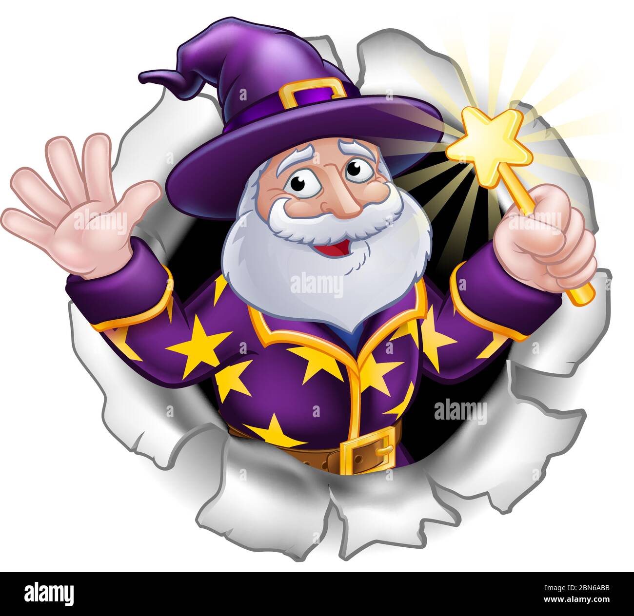 Wizard with Wand Breaking Through Background Stock Vector Image & Art ...