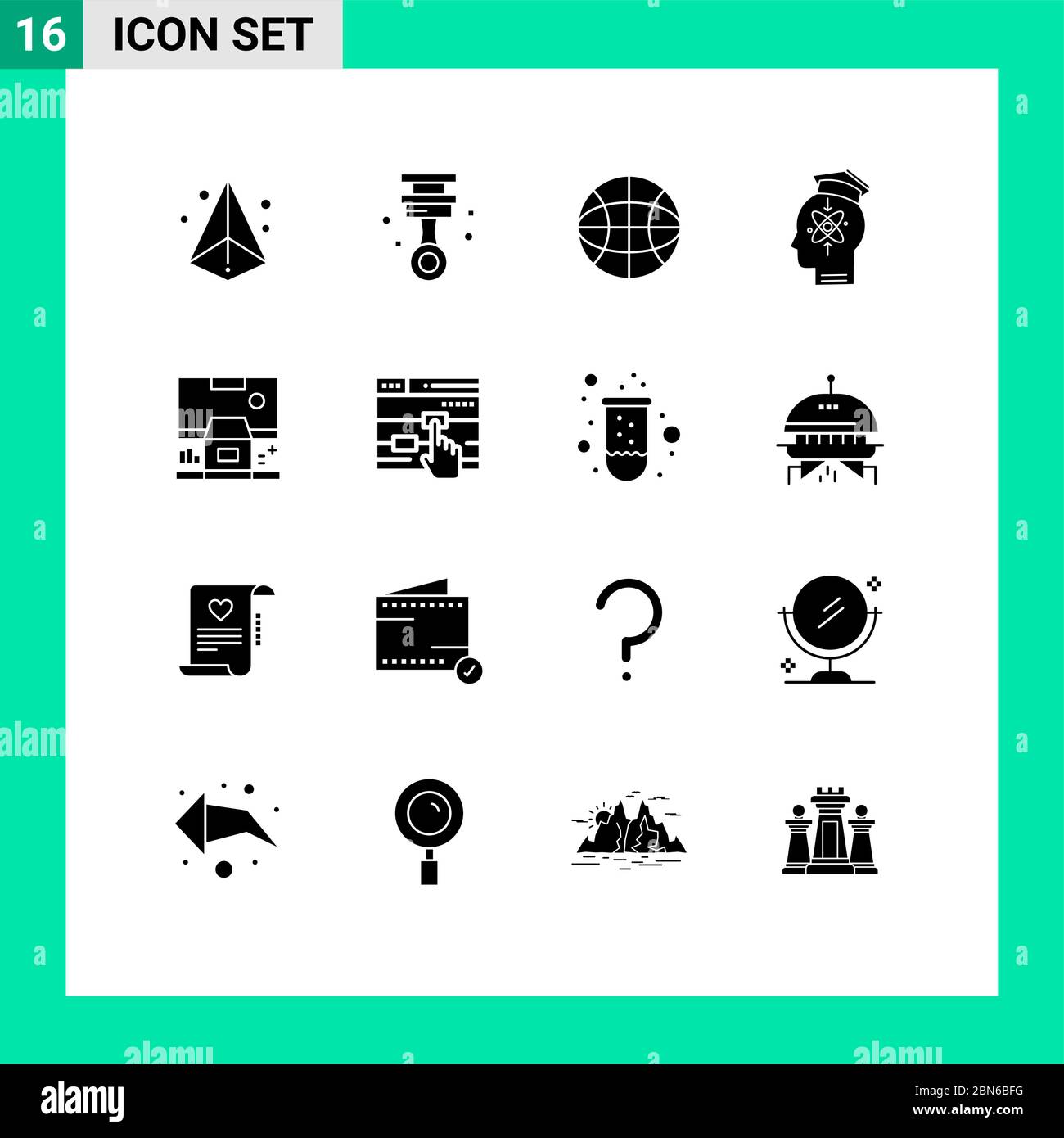 Stock Vector Icon Pack of 16 Line Signs and Symbols for center, skill ...