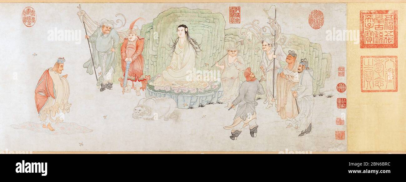 China: 'The Sixteen Luohans'. Detail (6, right) of handscroll painting ...