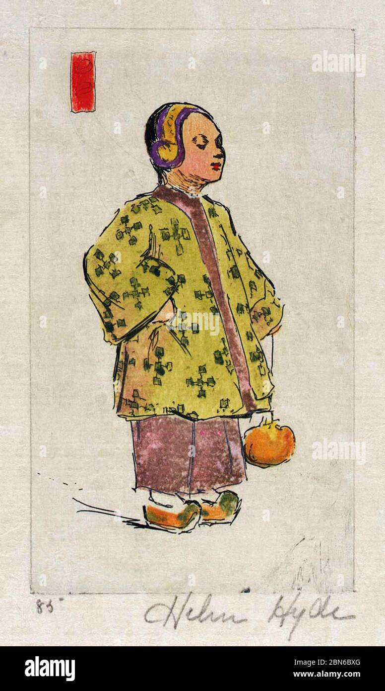 USA: 'Miss Plum Blossom'. Woodblock print by Helen Hyde (1868-1919 ...