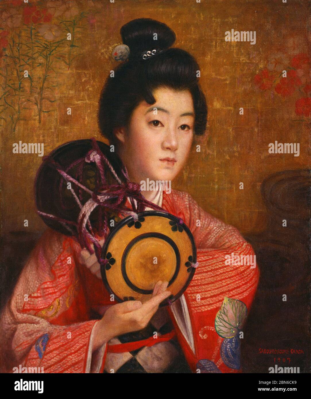 'Portrait of a Lady'. Oil on canvas painting by Okada Saburosuke (1869 ...