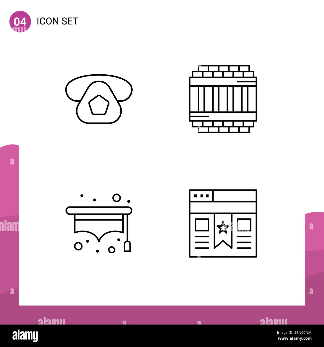 4 Universal Line Signs Symbols of mobile, school, phone, jail, bookmark ...