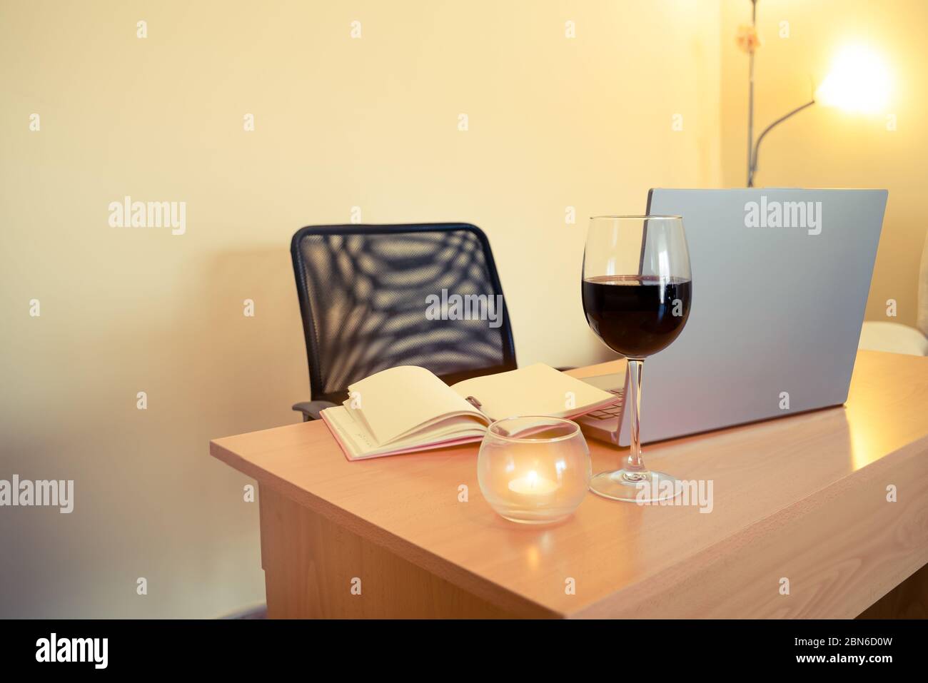 Table set up to work form home Stock Photo - Alamy