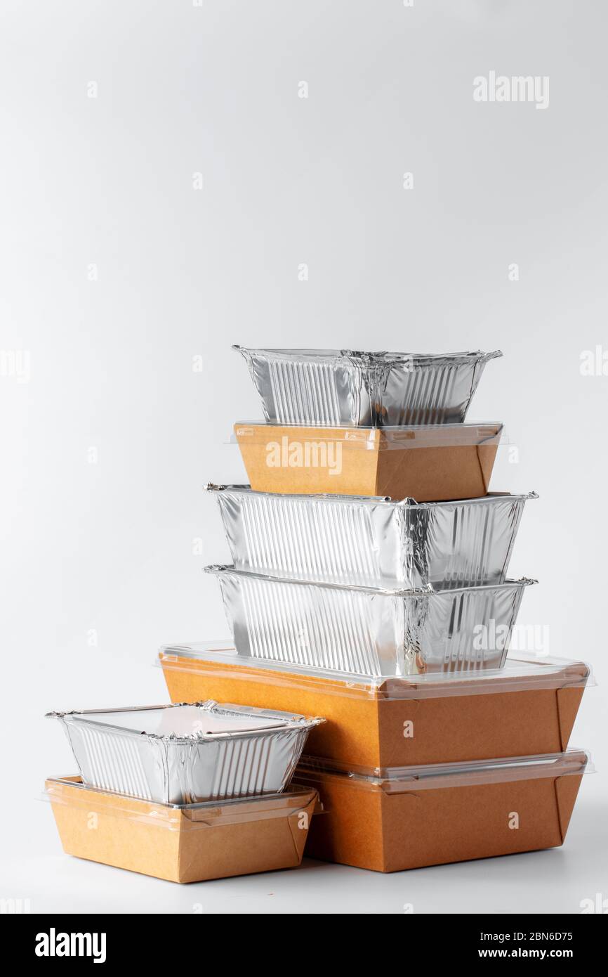 Set of recyclable food packaging on white background Stock Photo - Alamy