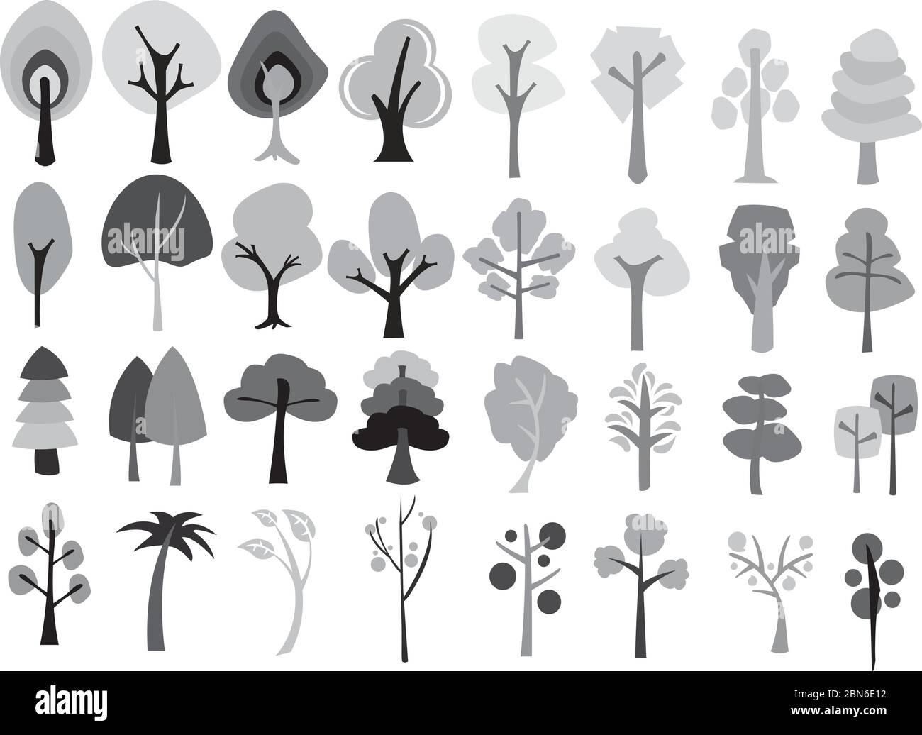 Different designs for cartoon trees. Vector illustration Stock Vector ...