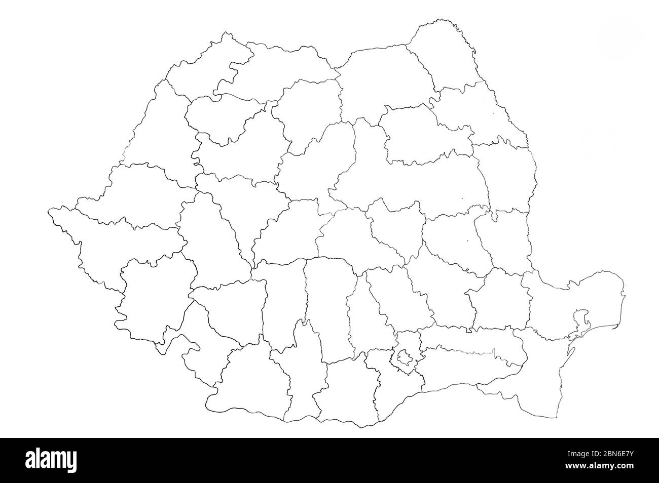 map of romania with white background Stock Photo - Alamy