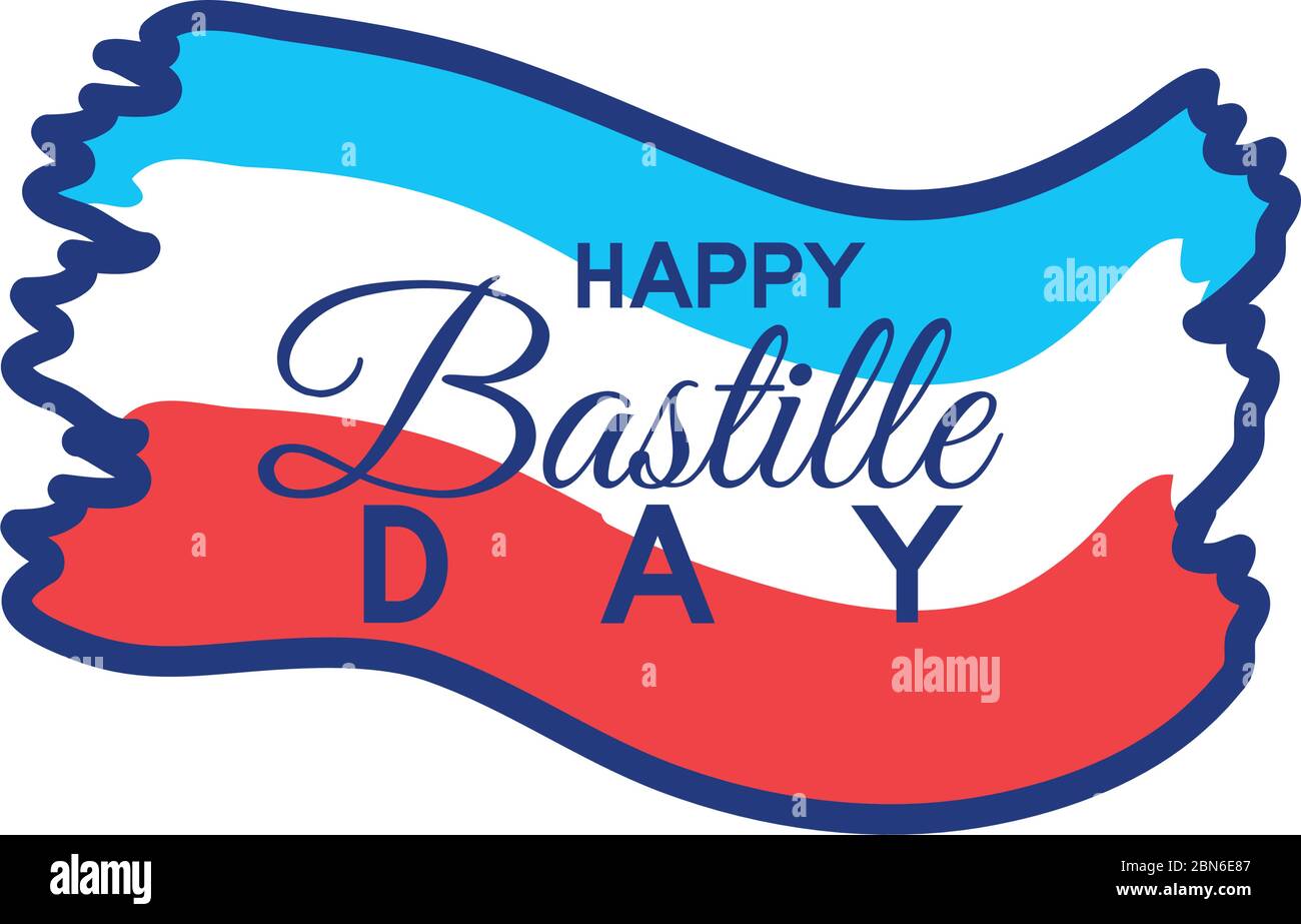 france flag and bastille day lettering line style Stock Vector Image ...