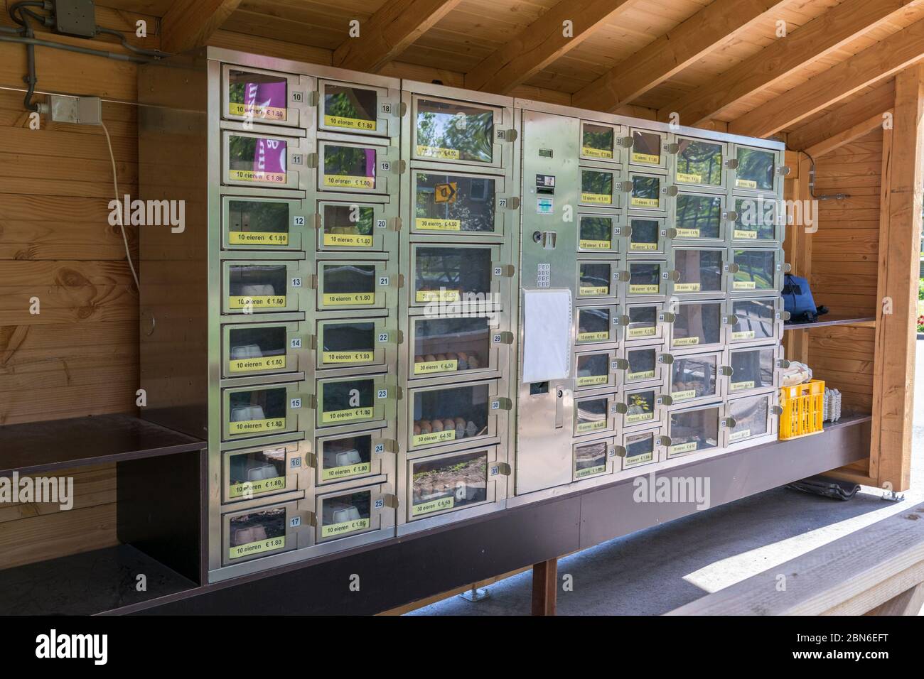 Vending machine for selling and buying eggs at an egg farm Stock Photo ...