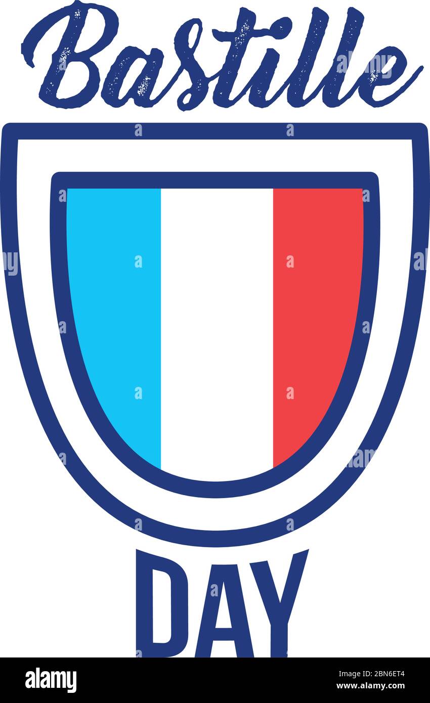 shield with france flag and lettering line style Stock Vector Image ...