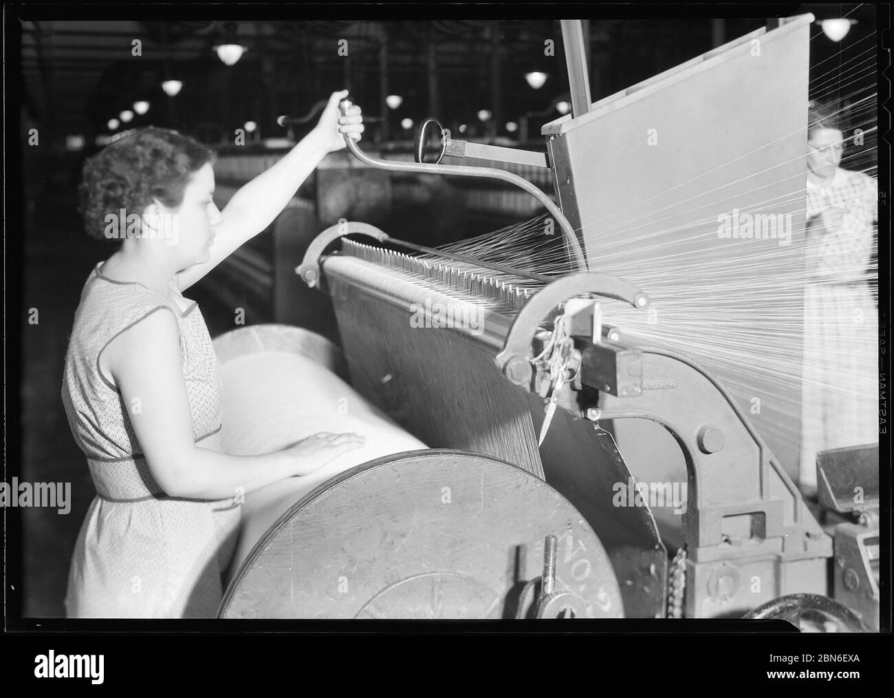 Textiles. Pacific Mills. Barber-Colman High Speed Warper. From front ...