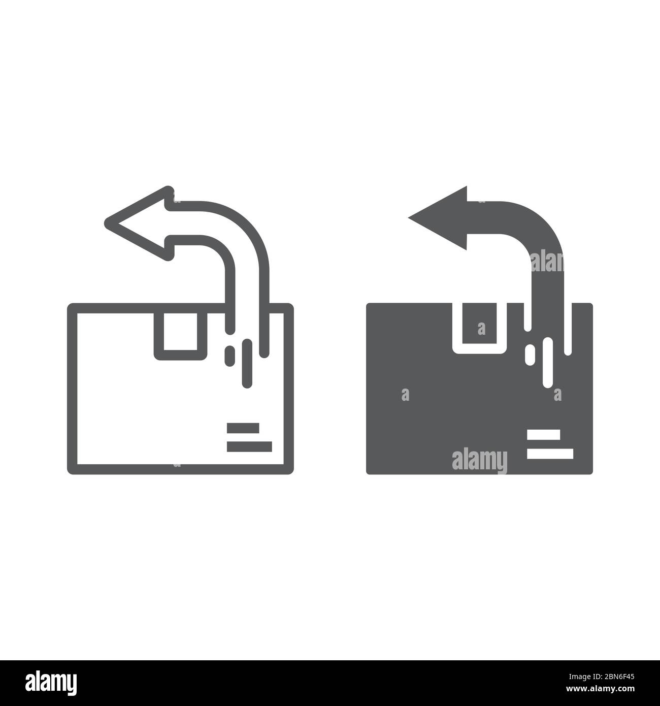 Return shipping line and glyph icon, logistic and delivery, package box ...