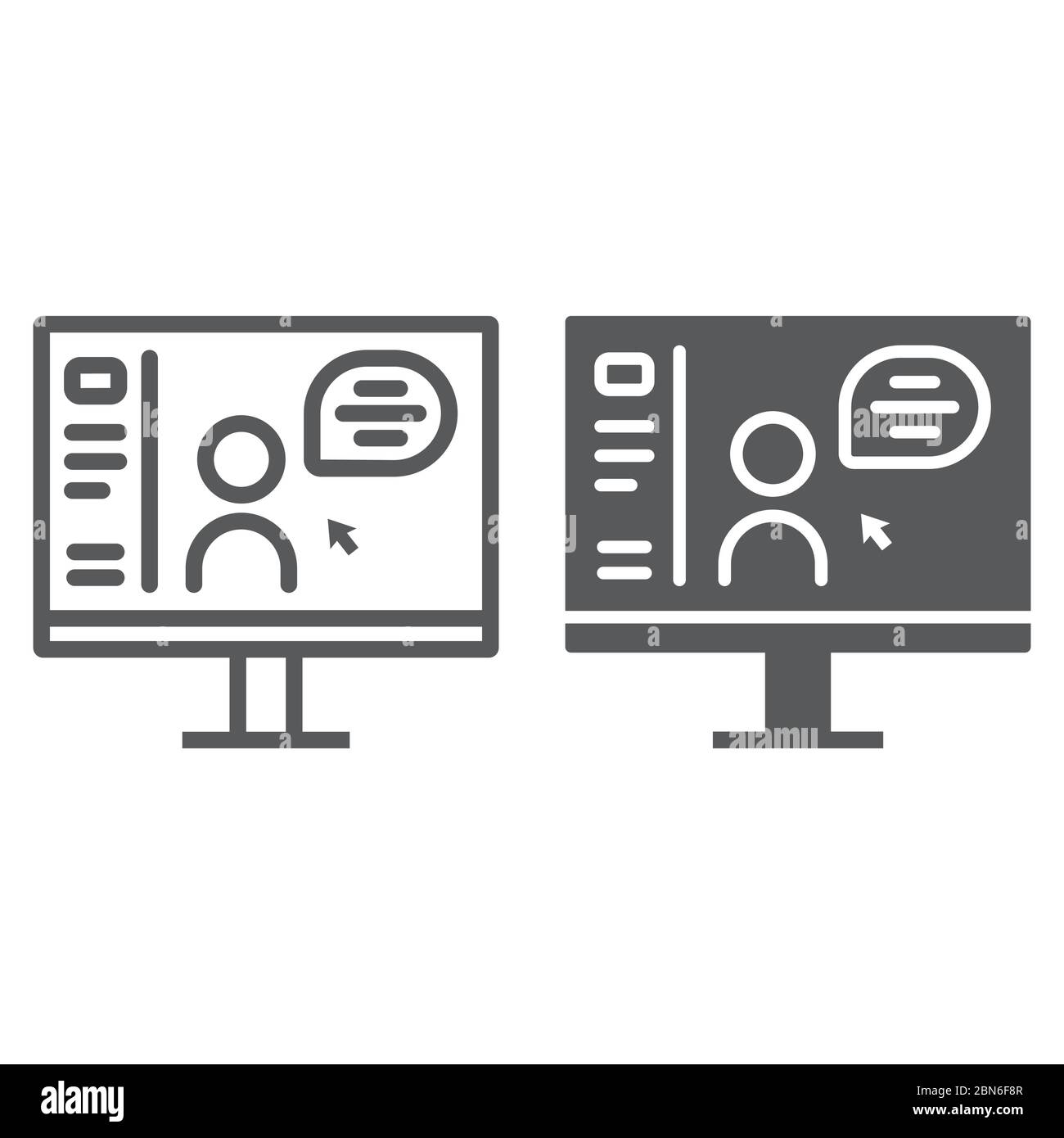Online Course line and glyph icon, education and school, distance ...