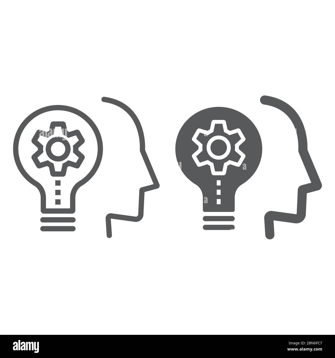 Skill Development line and glyph icon, education and school, idea sign ...