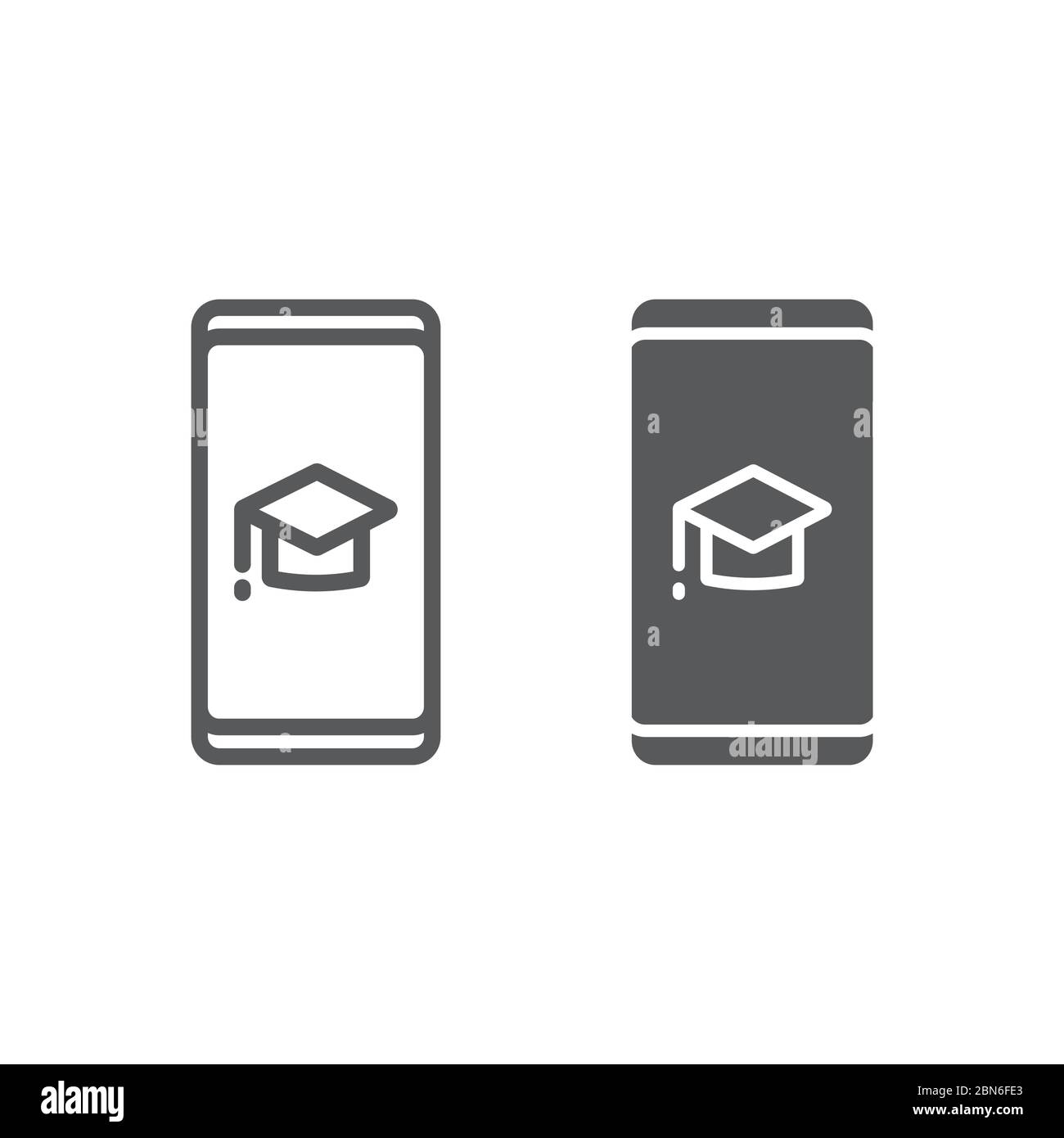 Education app line and glyph icon, education and school, learning app ...