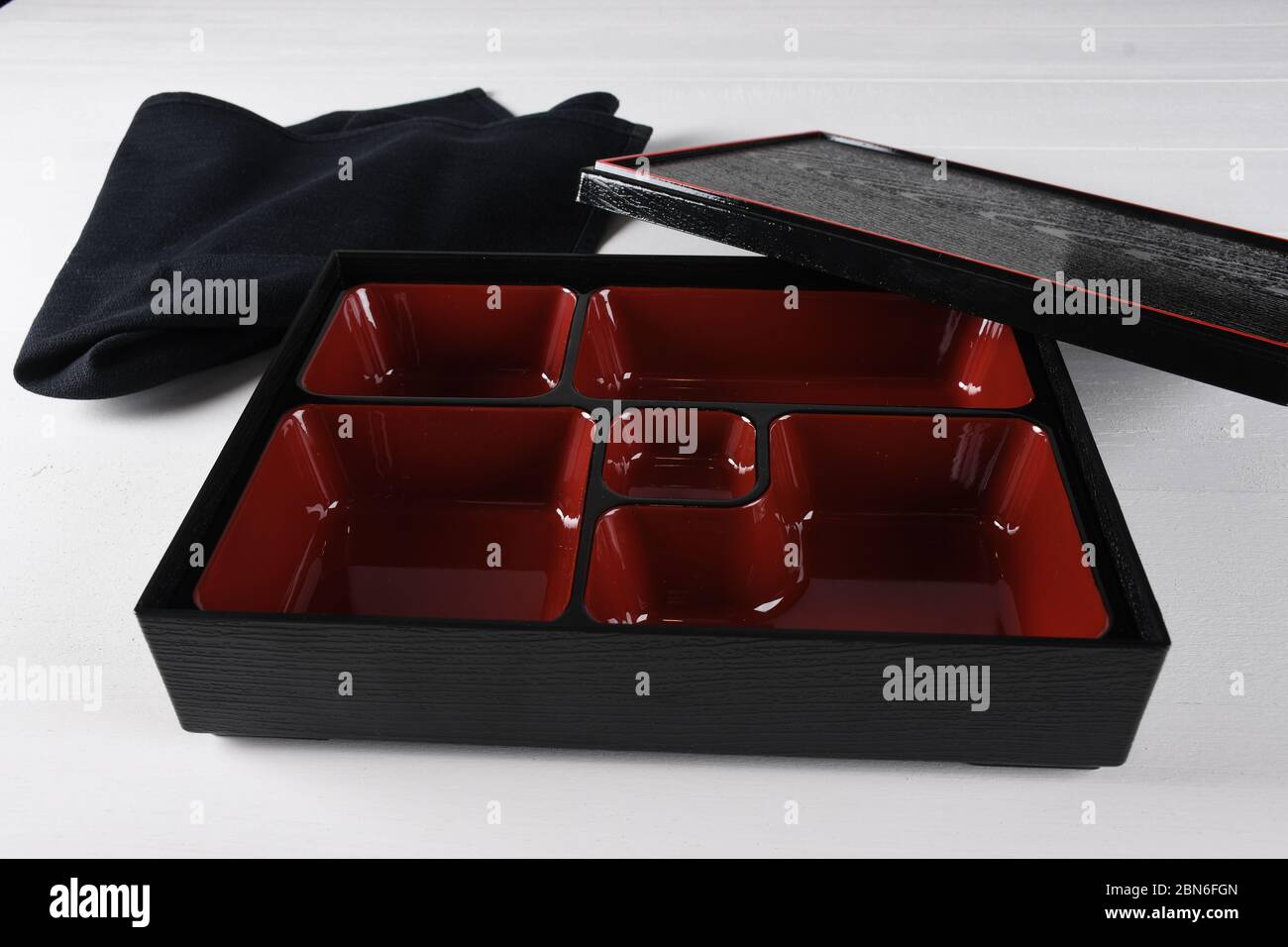 Red and black empty bento box, traditional japanese tray made for lunch ...