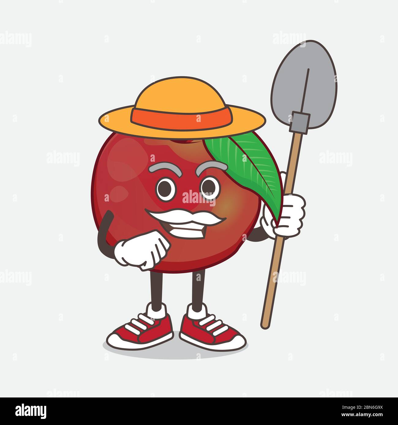An illustration of Nectarine Fruit cartoon mascot character with hat ...