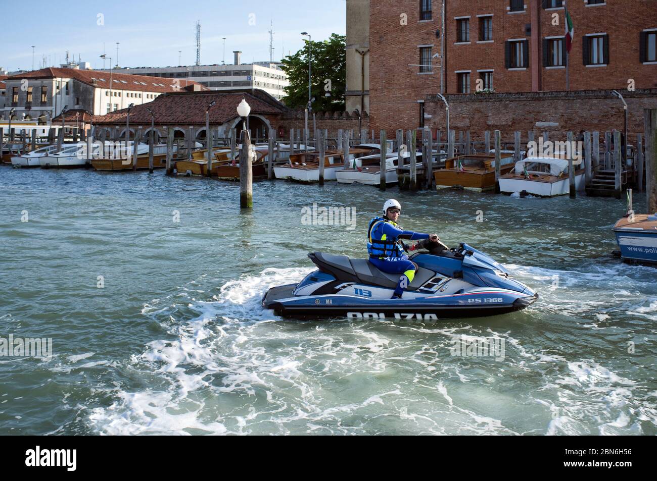 10 may 2019, Venice, Italy - Police officer on the Police Jet Ski in ...