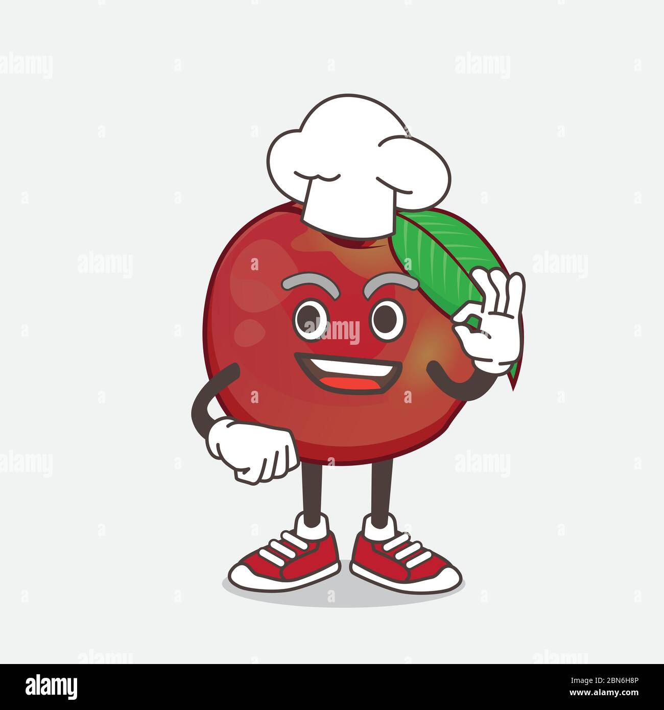 An illustration of Nectarine Fruit cartoon mascot character in a chef ...