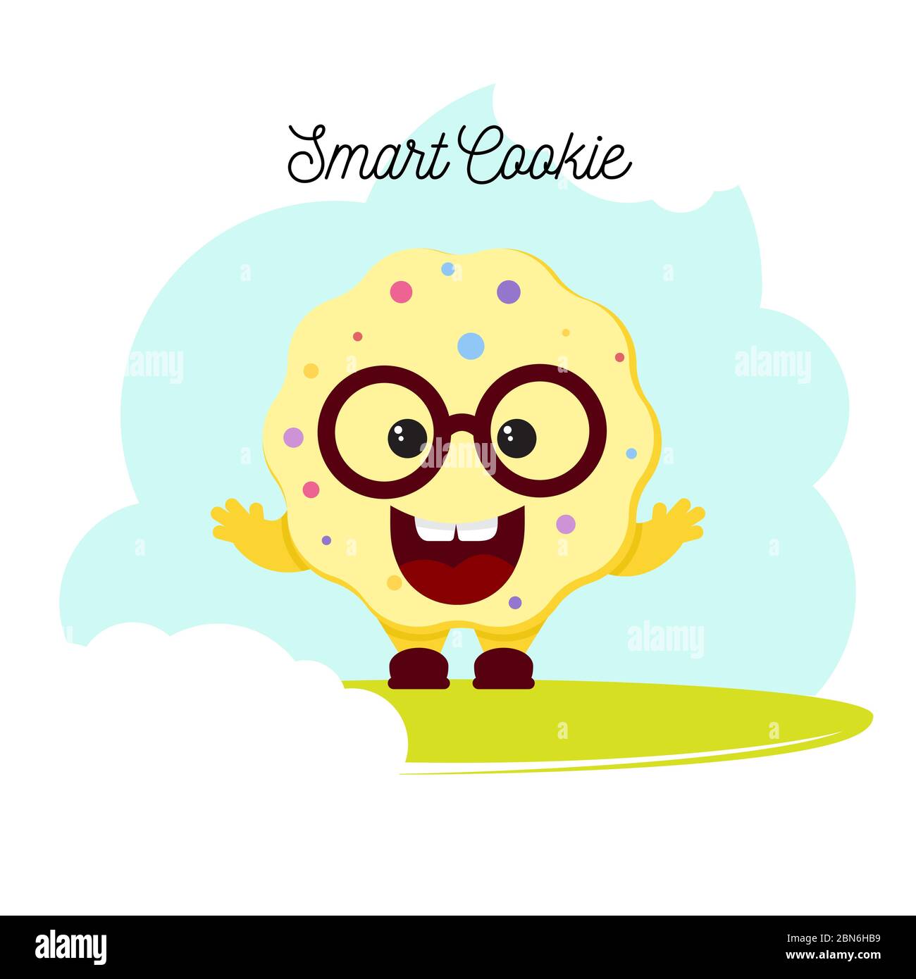 cute funny smart smiley cookie kid baby character in glasses in cartoon ...