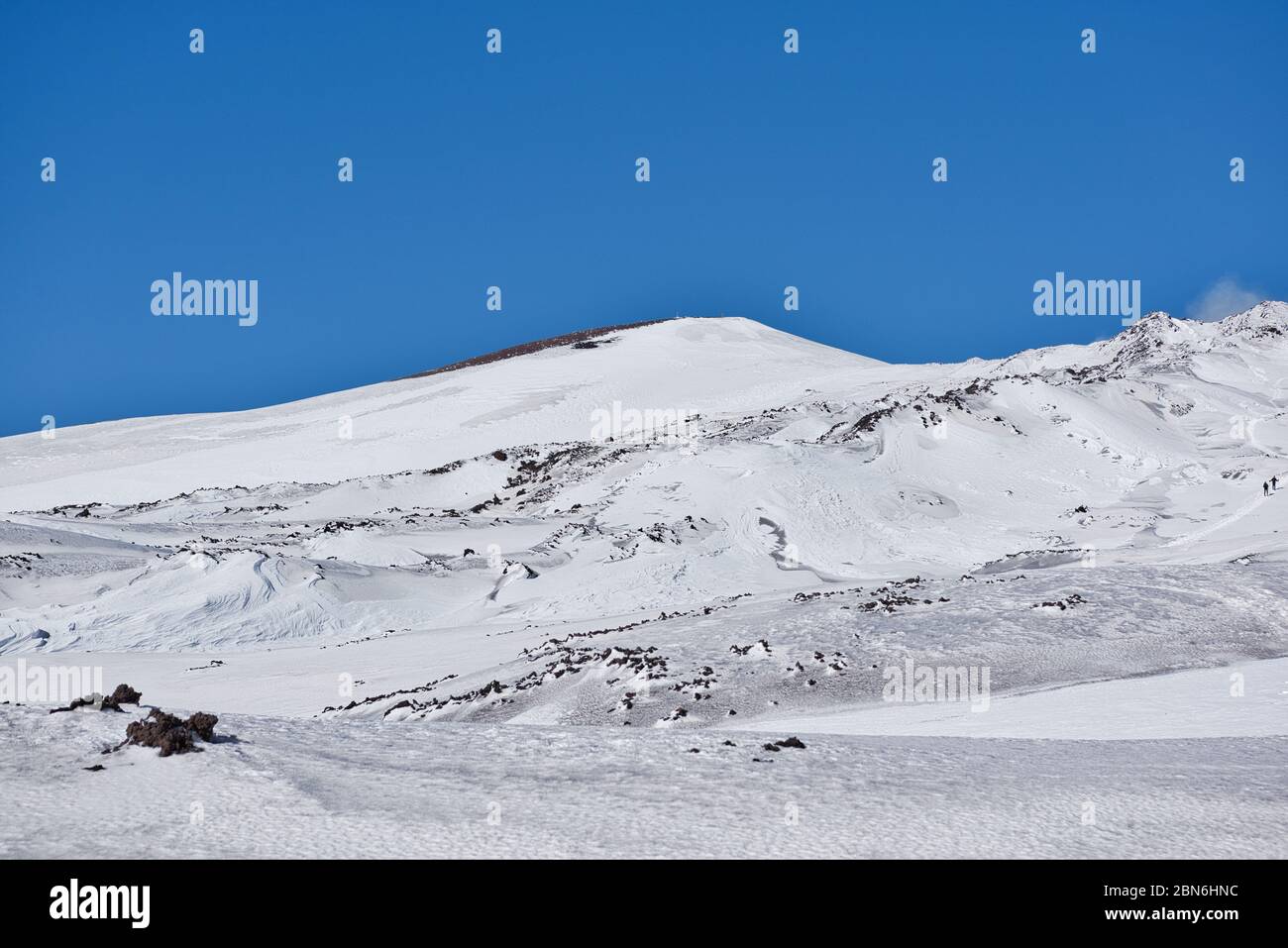 Snowy side of a volcano mountain in Sicily Stock Photo - Alamy