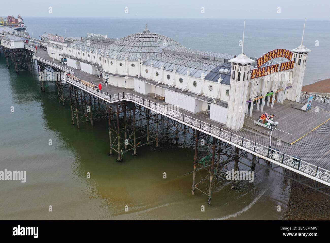 Aerial views of Brighton Palace pier and west pier Stock Photo - Alamy
