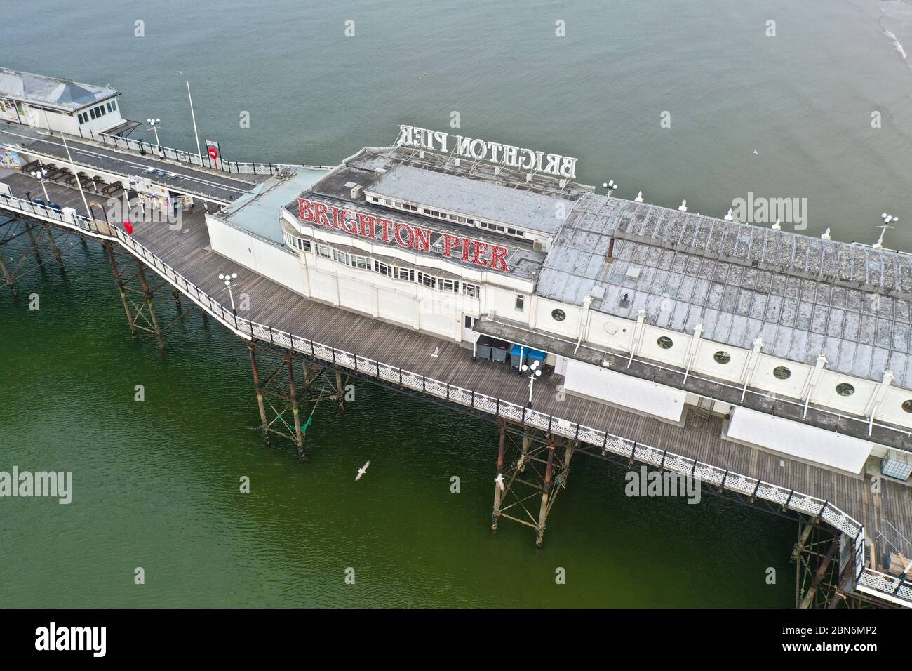 Aerial views of Brighton Palace pier and west pier Stock Photo - Alamy