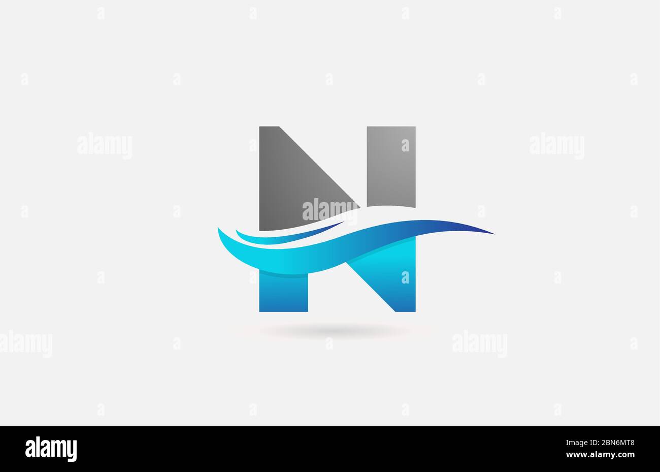 blue grey N alphabet letter logo icon for company and business with ...