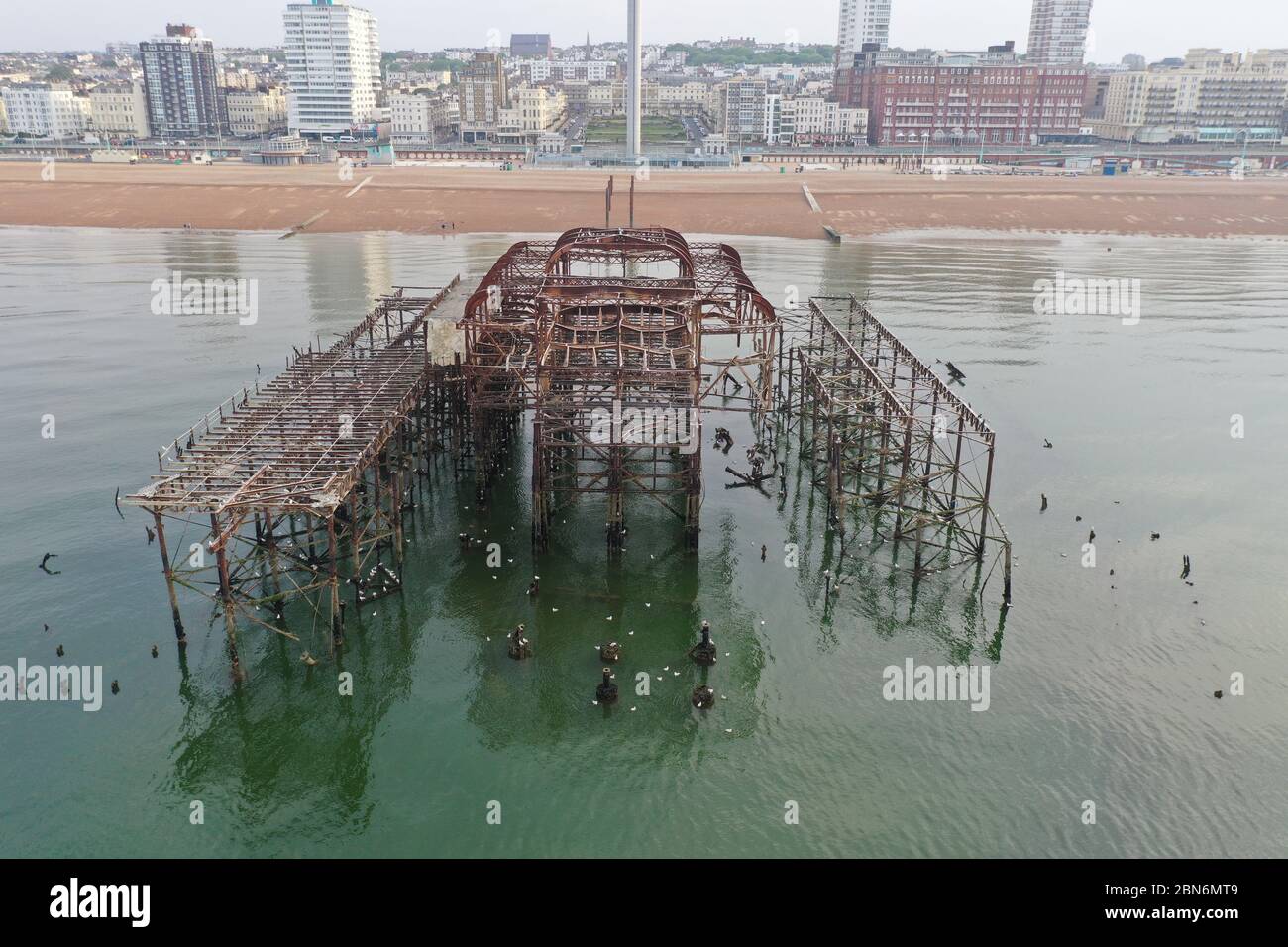 Burnt out remains of Brighton west pier Stock Photo - Alamy