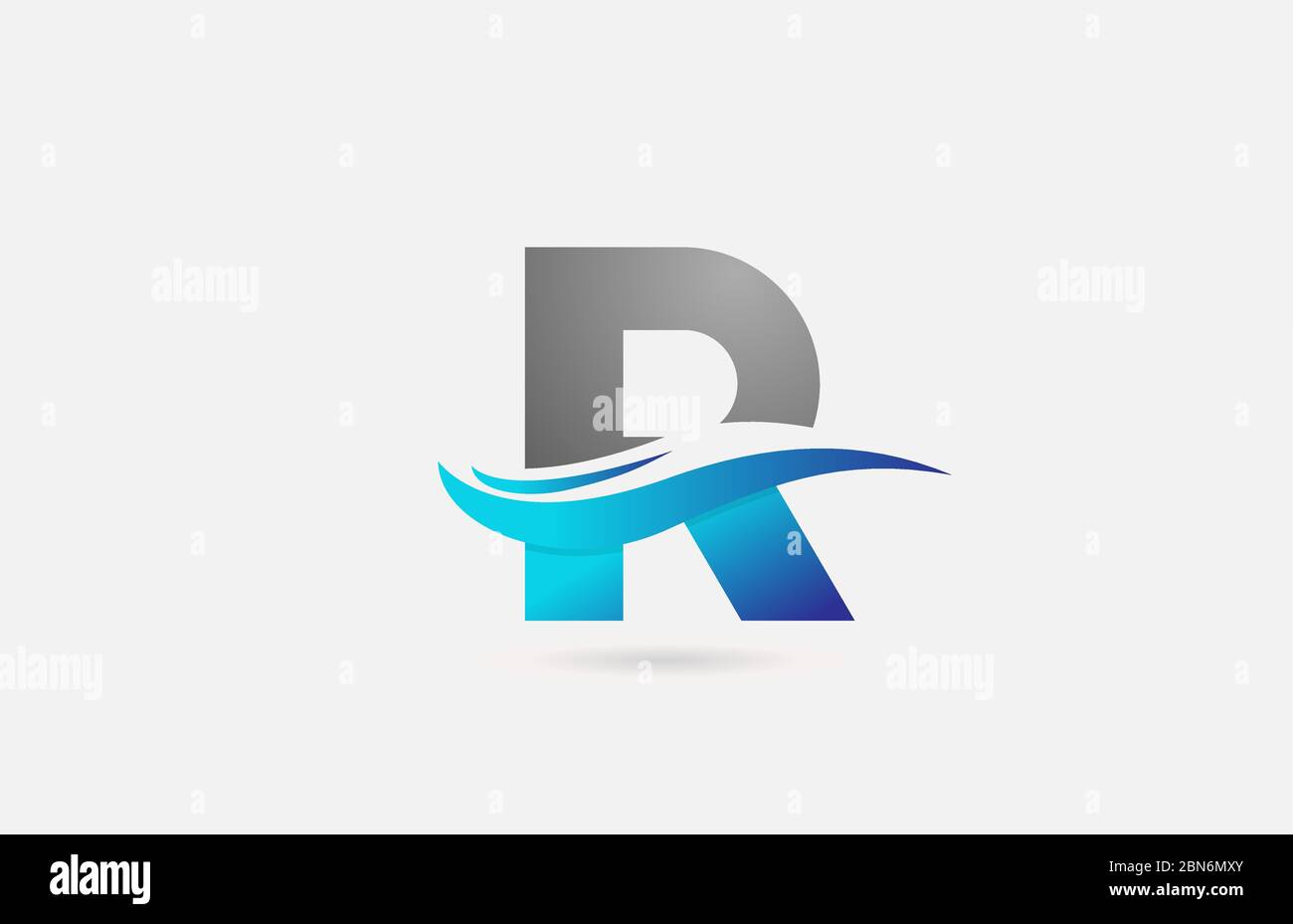 blue grey R alphabet letter logo icon for company and business with ...