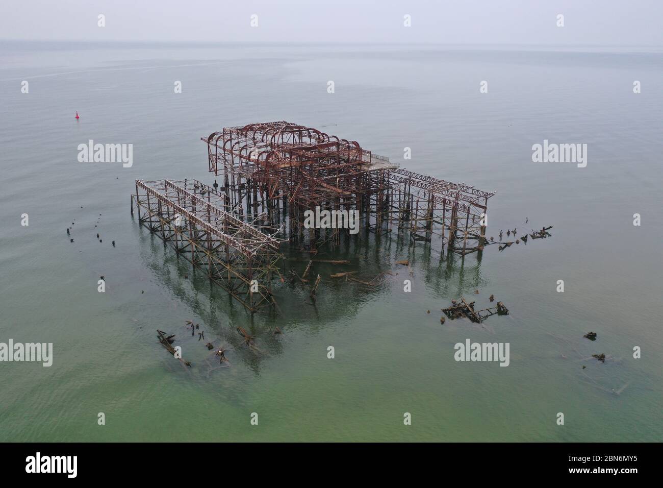Burnt out remains of Brighton west pier Stock Photo - Alamy
